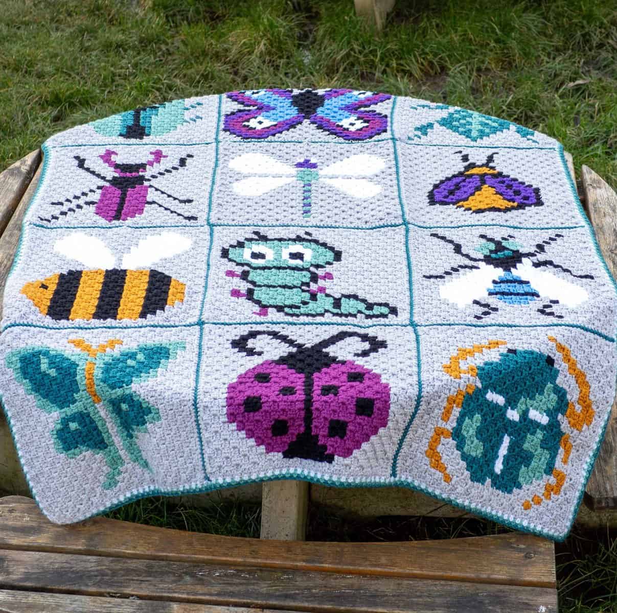 Lady Bug C2C Square - Free Chart - Corner-to-Corner - Juniper and Oakes