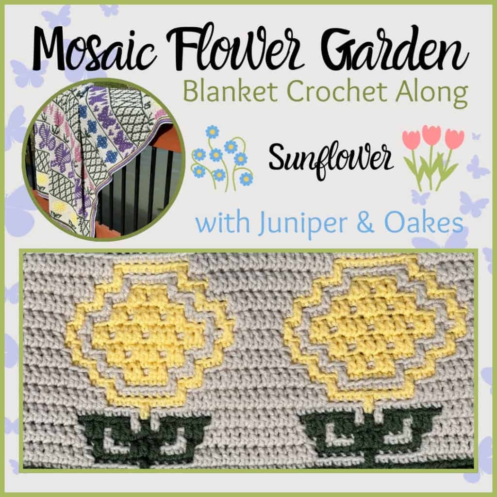 Mosaic Crochet Sunflower - Free Pattern and Chart - Juniper and Oakes