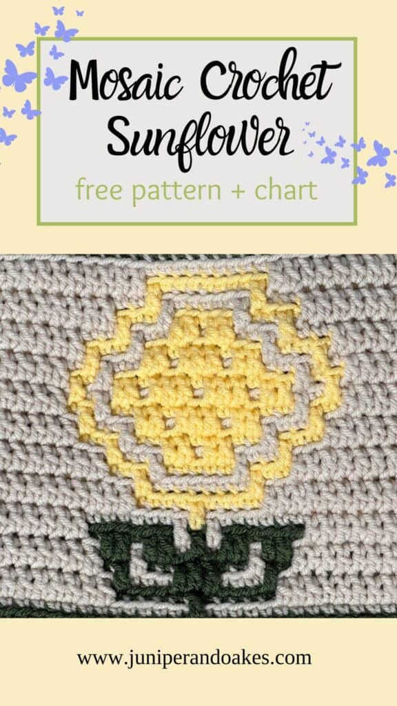 Mosaic Crochet Sunflower - Free Pattern and Chart - Juniper and Oakes