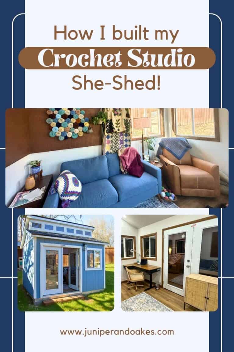 My She Shed Crochet Studio Reveal - Juniper and Oakes