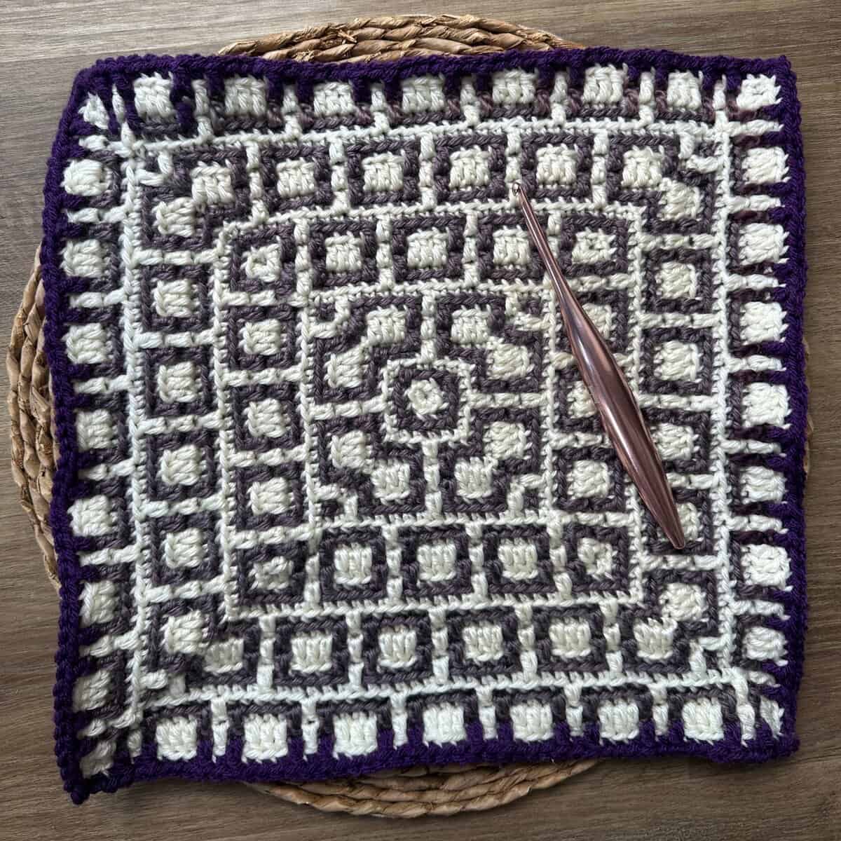 Mosaic Squares Crochet Square - Free Pattern + Chart - Juniper and Oakes